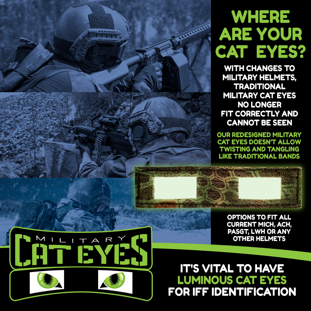 Multicam Military Helmet Cat Eye Band | Gearhandle.com