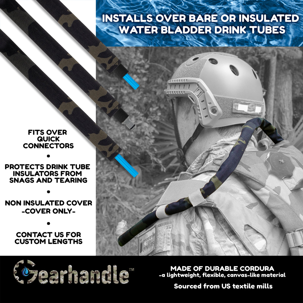 Multicam Black Non Insulated Drink Tube Sleeve | Gearhandle.com