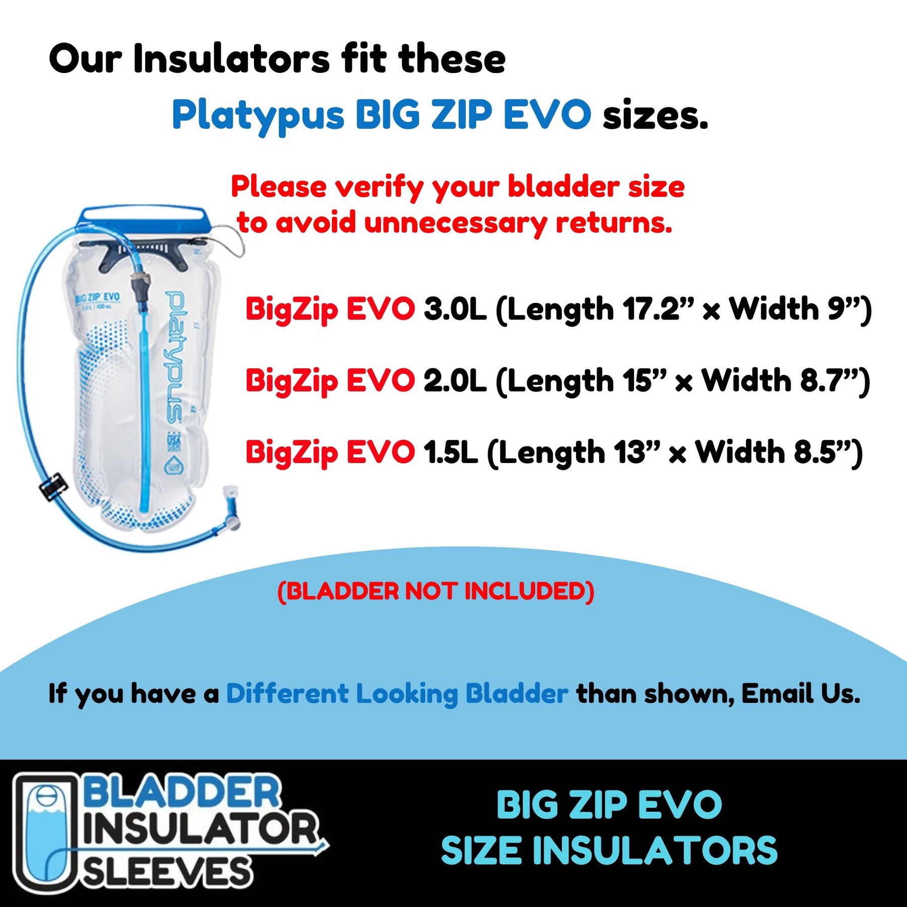 Bladder Insulators for Platypus Big Zip Hydration Water Bladder ...