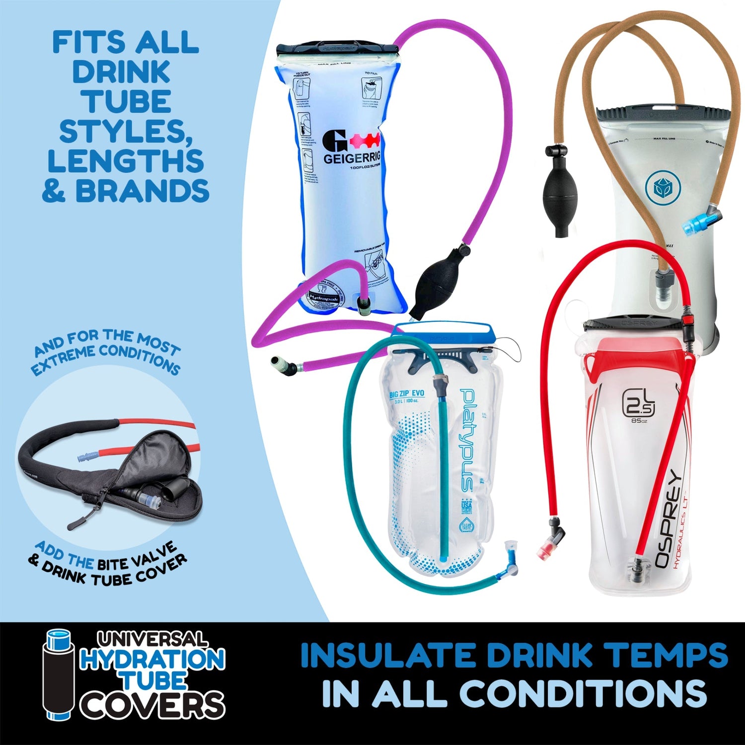 Custom Length Insulated Drink Tube Hose Cover | HydrationTubeCovers.com