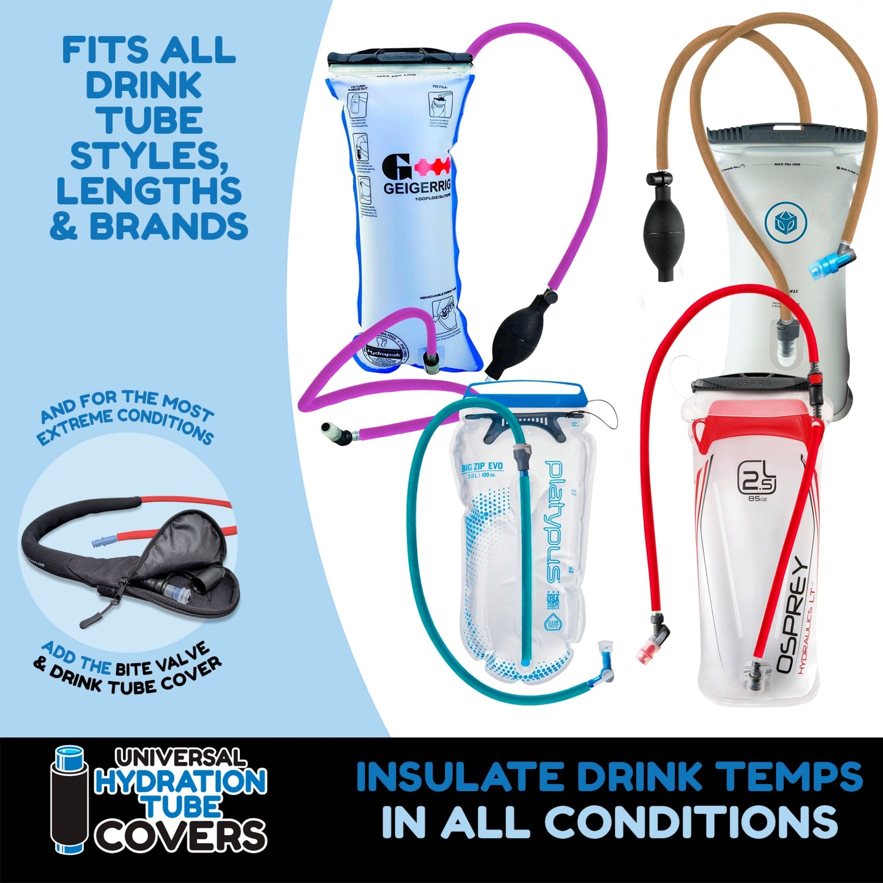 Custom Length Insulated Drink Tube Hose Cover | HydrationTubeCovers.com