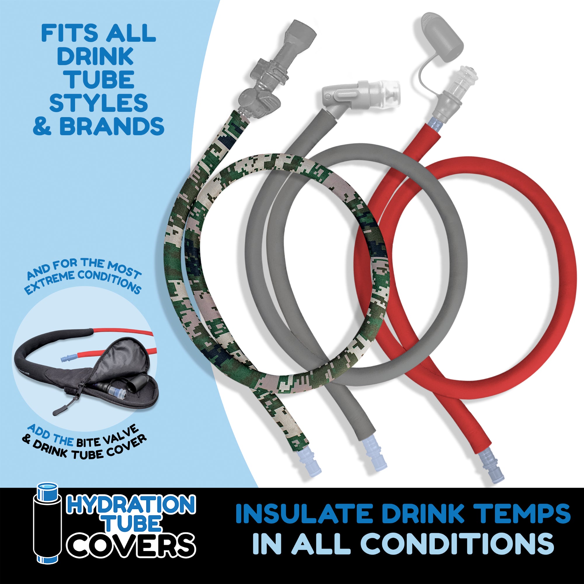 Black Insulated Drink Tube Hose Cover | HydrationTubeCovers.com