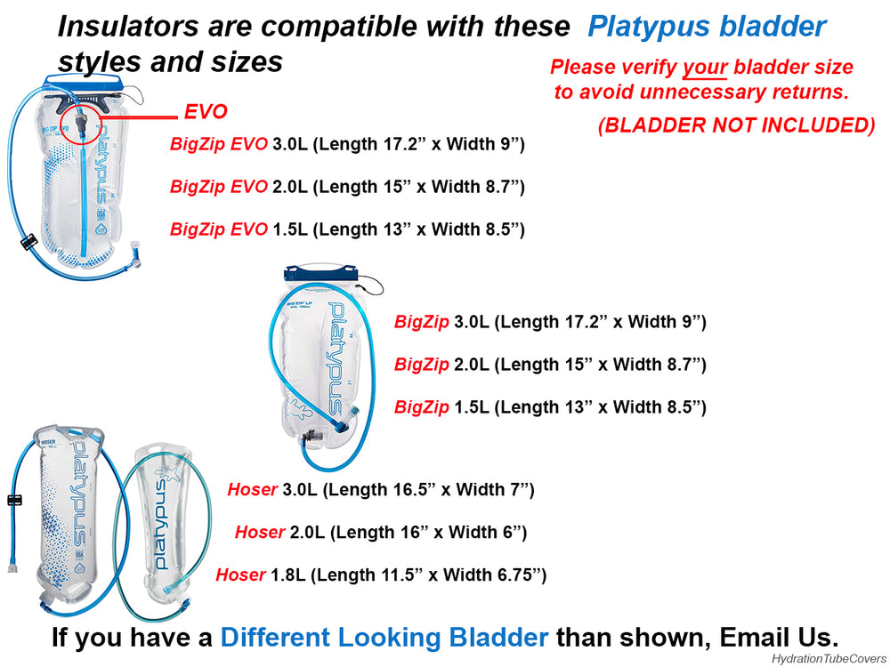 Bladder Insulators for Platypus Big Zip or Hoser Hydration Water ...